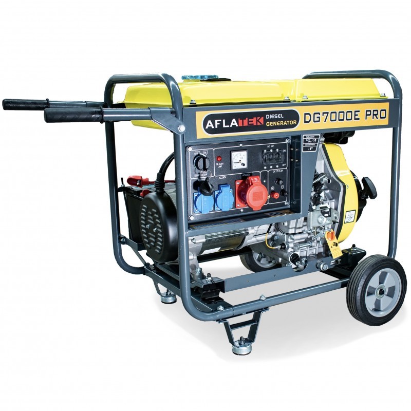 Portable diesel generator with 5kW rated power and 230V/400V voltage.